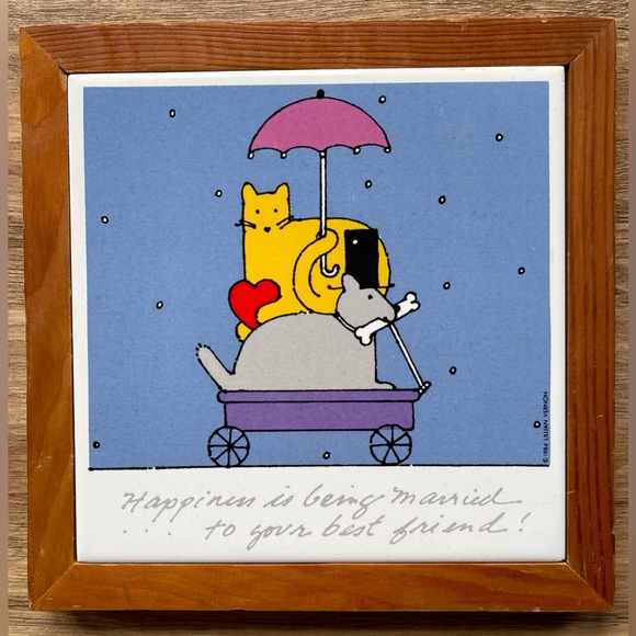 Lillian Vernon | Accents | Vintage 984 Lillian Vernon Cat Tile Trivet Wall Plaque Happiness ...